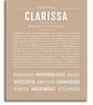 Clarissa Personalized Name Meaning Art Prints – Name Stories