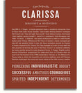Clarissa Personalized Name Meaning Art Prints – Name Stories