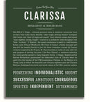 Clarissa Personalized Name Meaning Art Prints – Name Stories