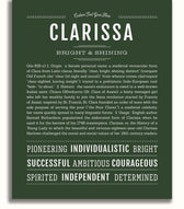 Clarissa Personalized Name Meaning Art Prints – Name Stories