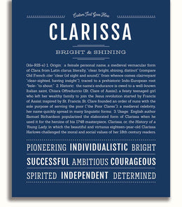 Clarissa | Name Art Print - Personalized Custom Gifts – Name Stories