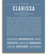 Clarissa Personalized Name Meaning Art Prints – Name Stories