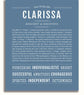 Clarissa Personalized Name Meaning Art Prints – Name Stories