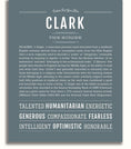 Clark Personalized Name Meaning Art Prints – Name Stories