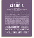Claudia Personalized Name Meaning Art Prints – Name Stories