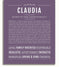 Claudia Personalized Name Meaning Art Prints – Name Stories