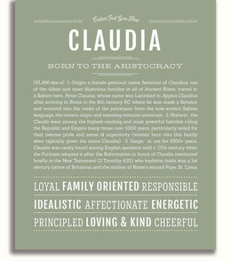 Claudia Personalized Name Meaning Art Prints – Name Stories