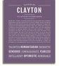 Clayton Personalized Name Meaning Art Prints – Name Stories
