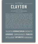 Clayton Personalized Name Meaning Art Prints – Name Stories