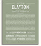 Clayton Personalized Name Meaning Art Prints – Name Stories