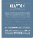Clayton Personalized Name Meaning Art Prints – Name Stories