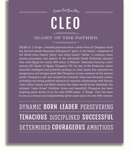 Cleo Personalized Name Meaning Art Prints – Name Stories