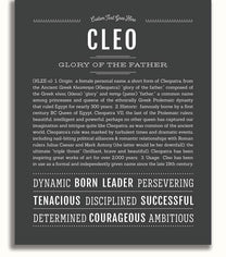 Cleo Personalized Name Meaning Art Prints – Name Stories