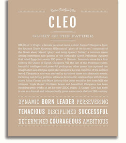 Cleo Personalized Name Meaning Art Prints – Name Stories