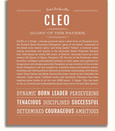 Cleo Personalized Name Meaning Art Prints – Name Stories