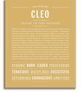 Cleo Personalized Name Meaning Art Prints – Name Stories