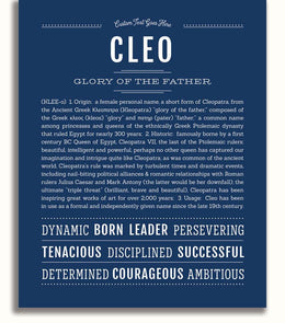 Cleo Personalized Name Meaning Art Prints – Name Stories