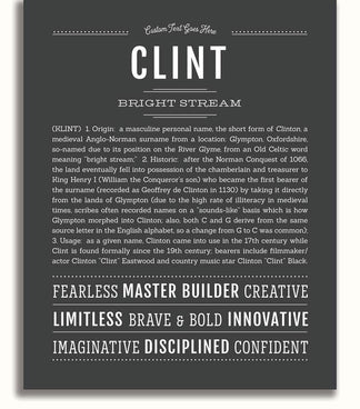 Clint Personalized Name Meaning Art Prints – Name Stories