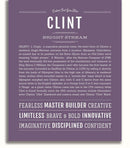 Clint Personalized Name Meaning Art Prints – Name Stories
