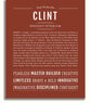 Clint Personalized Name Meaning Art Prints – Name Stories