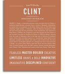 Clint Personalized Name Meaning Art Prints – Name Stories