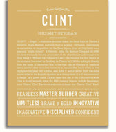 Clint Personalized Name Meaning Art Prints – Name Stories