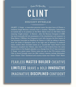 Clint Personalized Name Meaning Art Prints – Name Stories