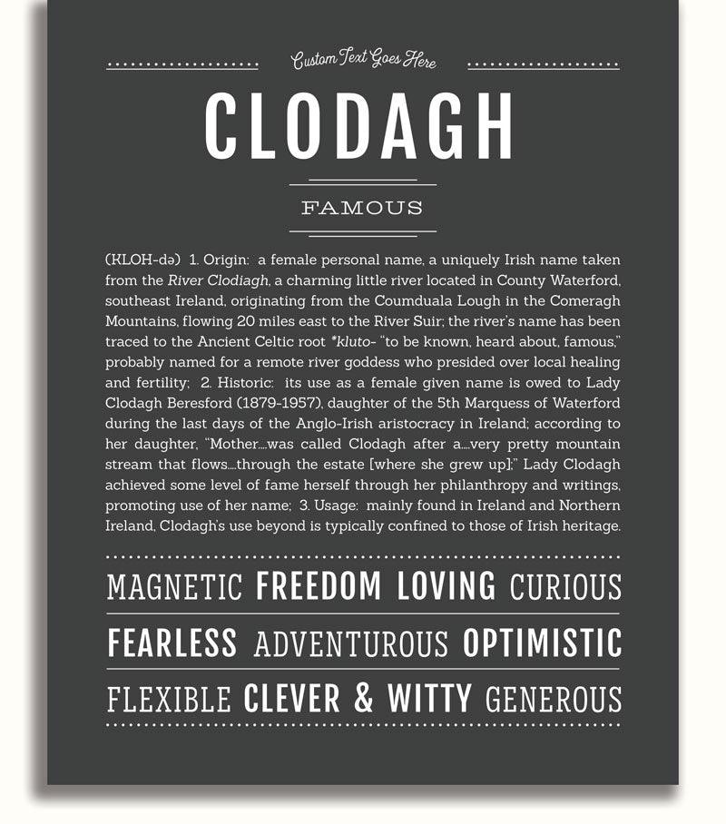 Clodagh Personalized Name Meaning Art Prints – Name Stories