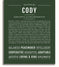 Cody Personalized Name Meaning Art Prints – Name Stories
