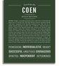 Coen Personalized Name Meaning Art Prints – Name Stories