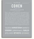Cohen Personalized Name Meaning Art Prints – Name Stories