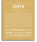Cohen Personalized Name Meaning Art Prints – Name Stories