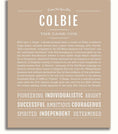 Colbie Personalized Name Meaning Art Prints – Name Stories
