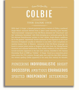 Colbie Personalized Name Meaning Art Prints – Name Stories