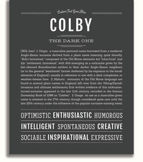 Colby Personalized Name Meaning Art Prints – Name Stories
