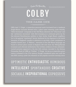 Colby Personalized Name Meaning Art Prints – Name Stories