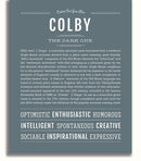Colby Personalized Name Meaning Art Prints – Name Stories