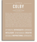 Colby Personalized Name Meaning Art Prints – Name Stories