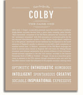 Colby Personalized Name Meaning Art Prints – Name Stories