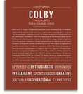 Colby Personalized Name Meaning Art Prints – Name Stories