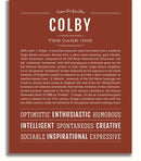 Colby Personalized Name Meaning Art Prints – Name Stories