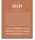 Colby Personalized Name Meaning Art Prints – Name Stories