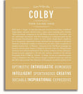 Colby Personalized Name Meaning Art Prints – Name Stories