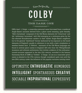 Colby Personalized Name Meaning Art Prints – Name Stories