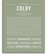 Colby Personalized Name Meaning Art Prints – Name Stories