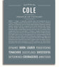 Cole Personalized Name Meaning Art Prints – Name Stories
