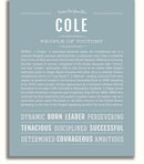 Cole Personalized Name Meaning Art Prints – Name Stories