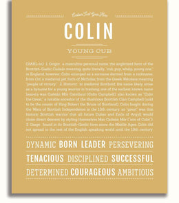 Colin Personalized Name Meaning Art Prints – Name Stories