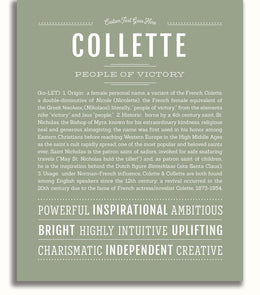Collette Personalized Name Meaning Art Prints – Name Stories