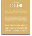 Collier Personalized Name Meaning Art Prints – Name Stories